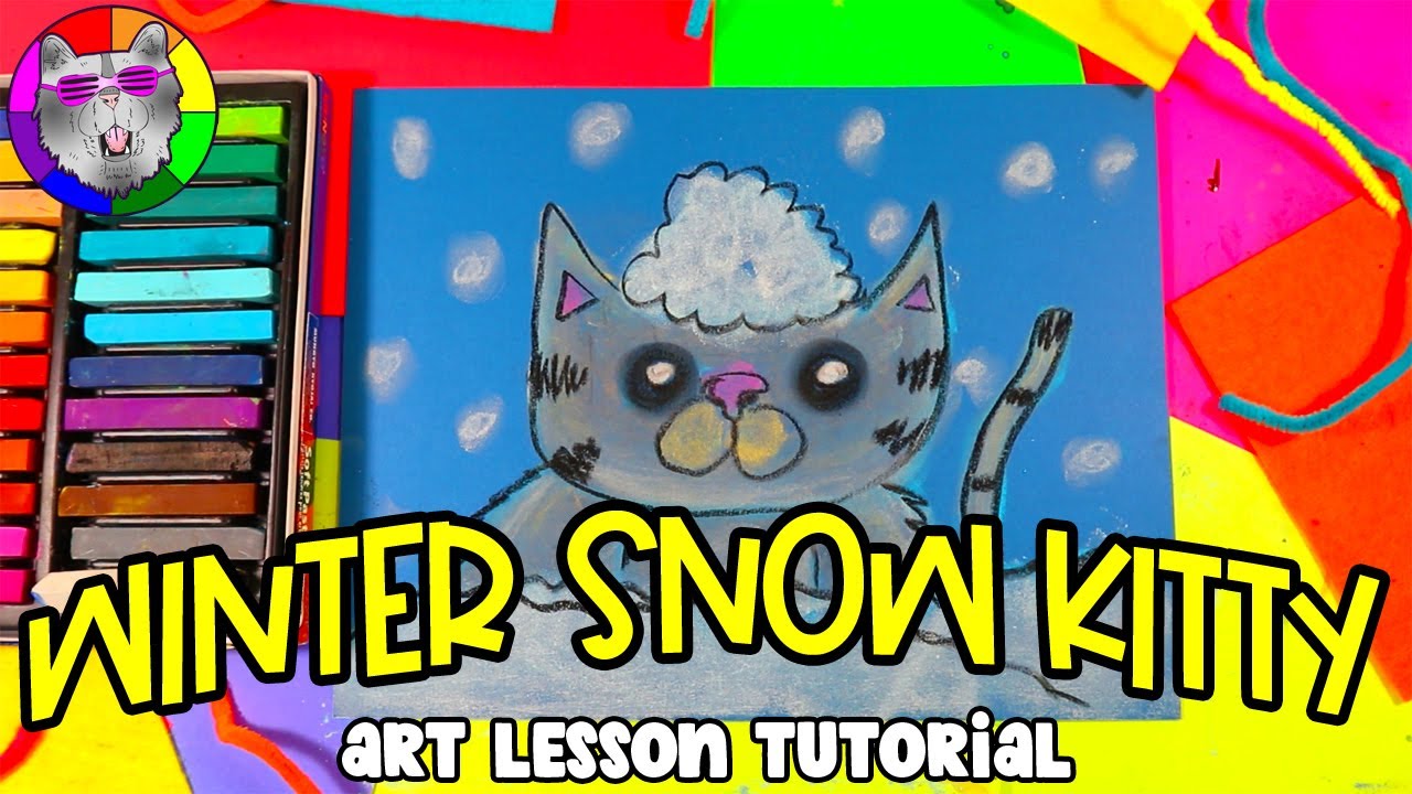 Art Lesson: Make a Winter Snow Kitty Soft Pastel Artwork with this Art ...