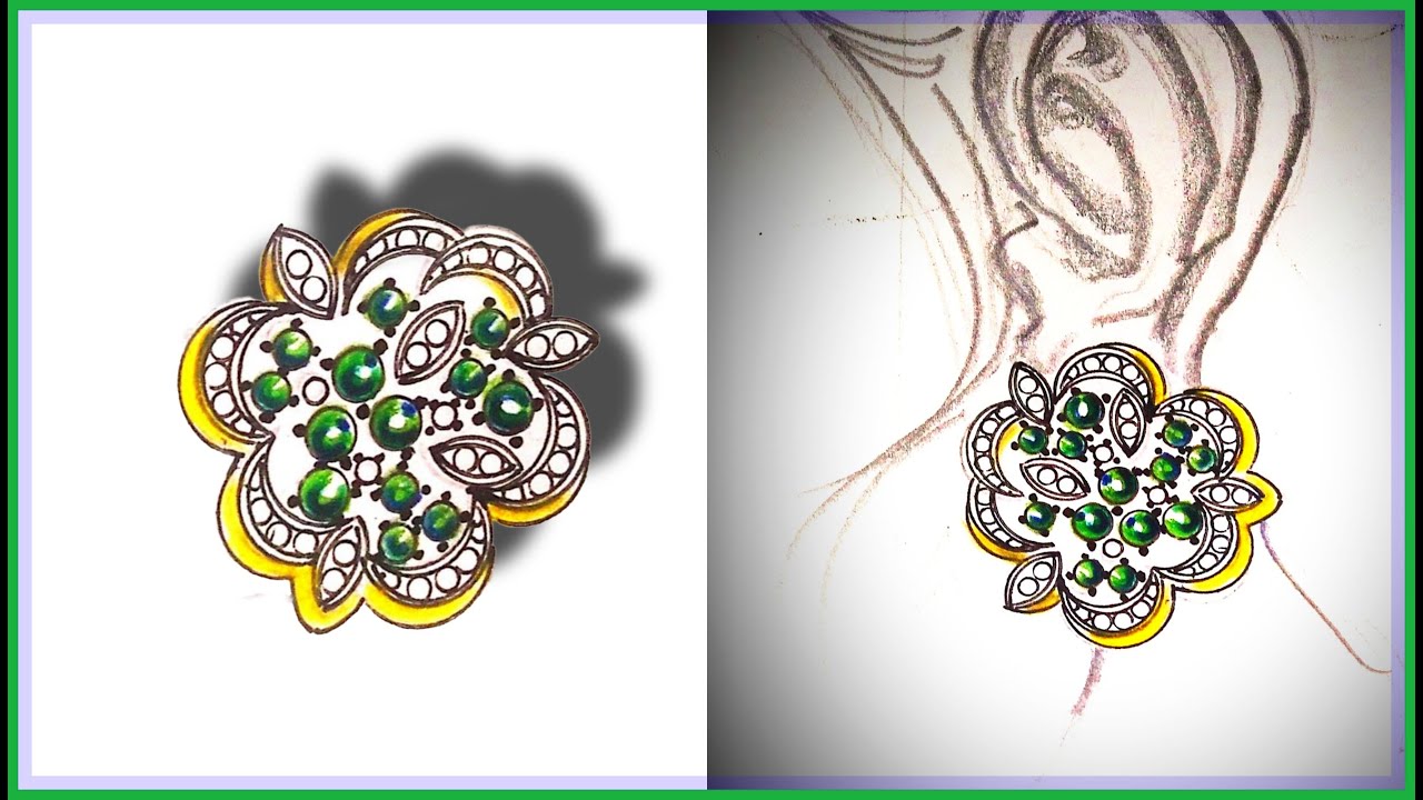 Beautiful Earrings Drawing;How to draw Earrings jewellery #jewellery # ...
