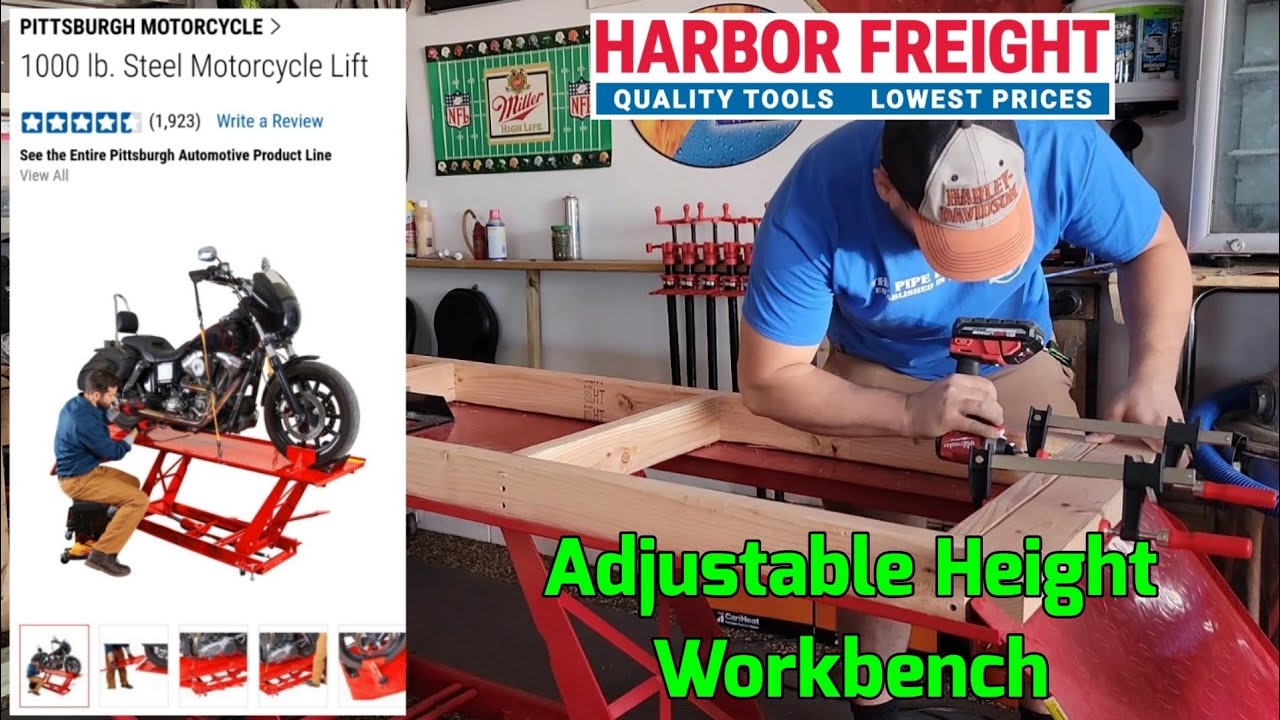 Harbor Freight - Pittsburgh 1000 LB Motorcycle Lift Workbench - YouTube