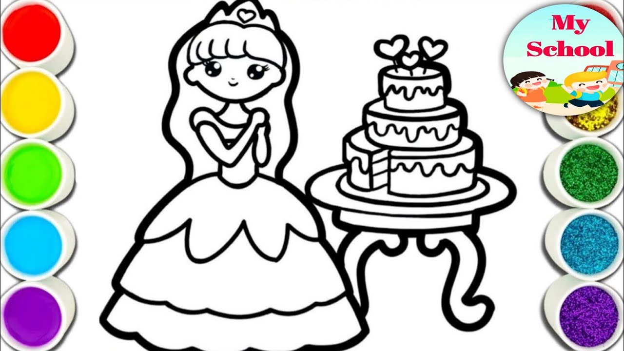 princess👑Barbie doll,drawing,art and craft, Barbie,cake drawing #barbie ...