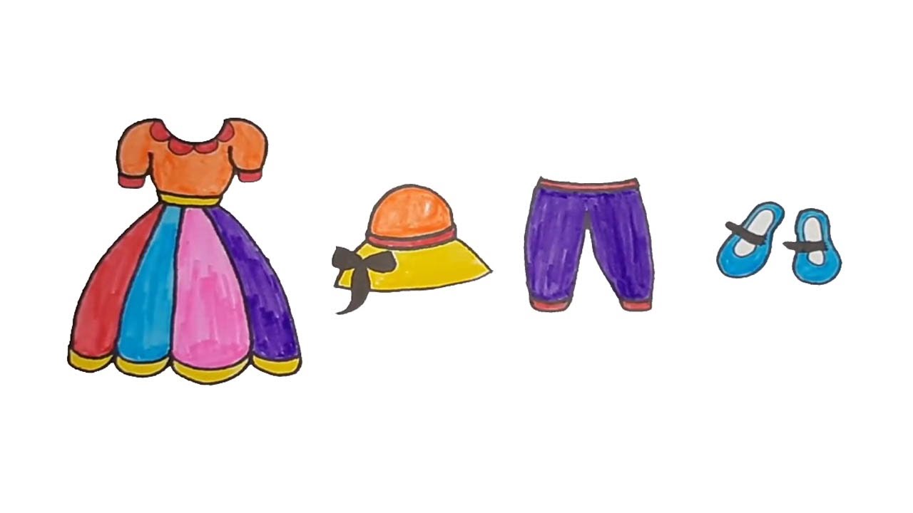 How to Draw Beautiful Dresses Design for Kids | Baby Clothes Drawing ...