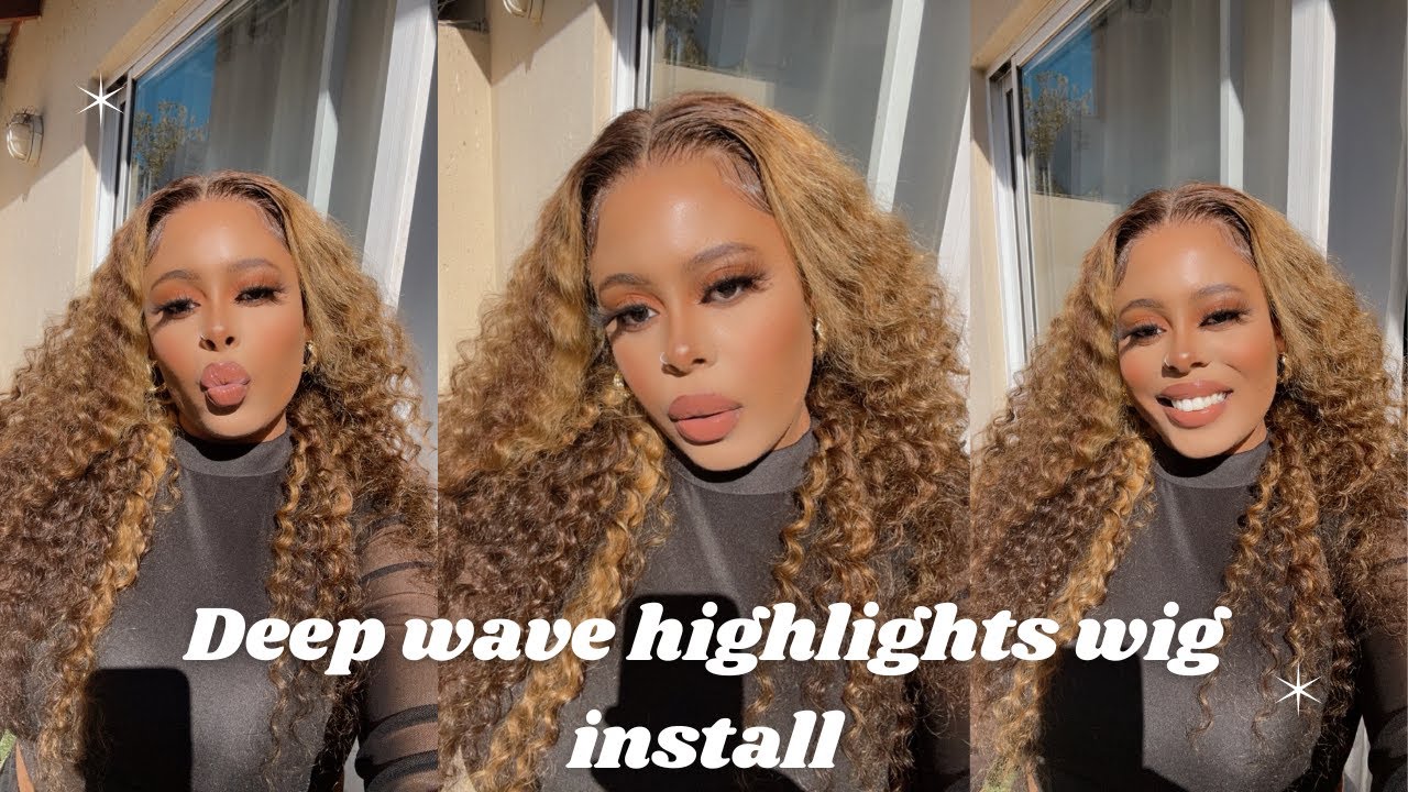 Omg this hair is so gorgeous! | Deep Wave highlights wig install ...
