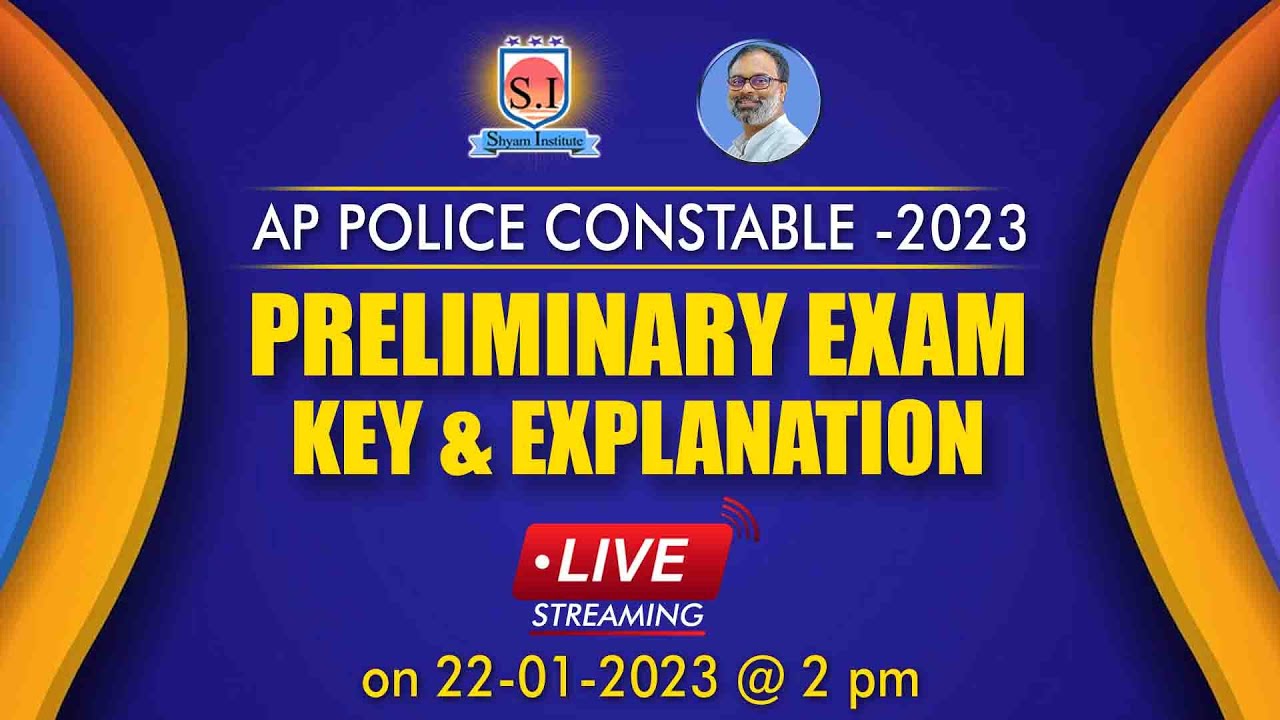 AP Police Constable Prelims Exam Explanation | Key | #shyaminstitute ...