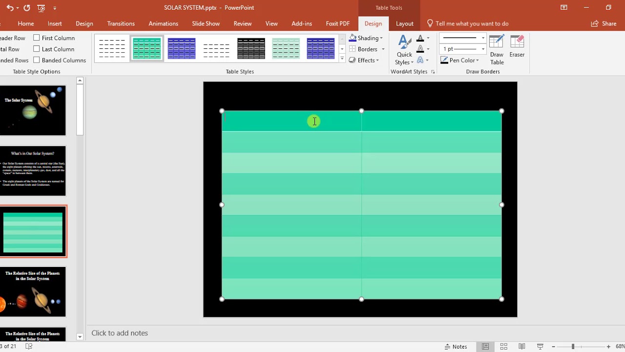 2 - Insert and Manipulate Tables on Slides - YouTube