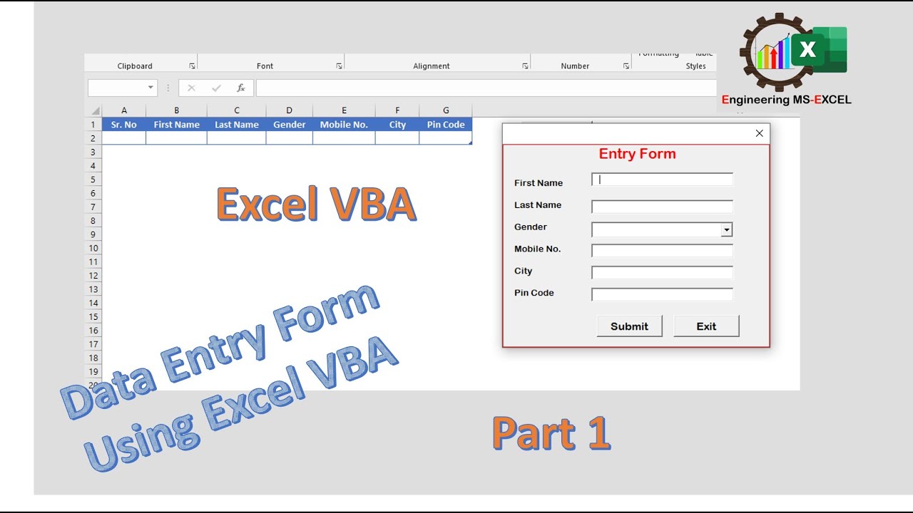 Data Entry Form Using Excel VBA Part1 - YouTube