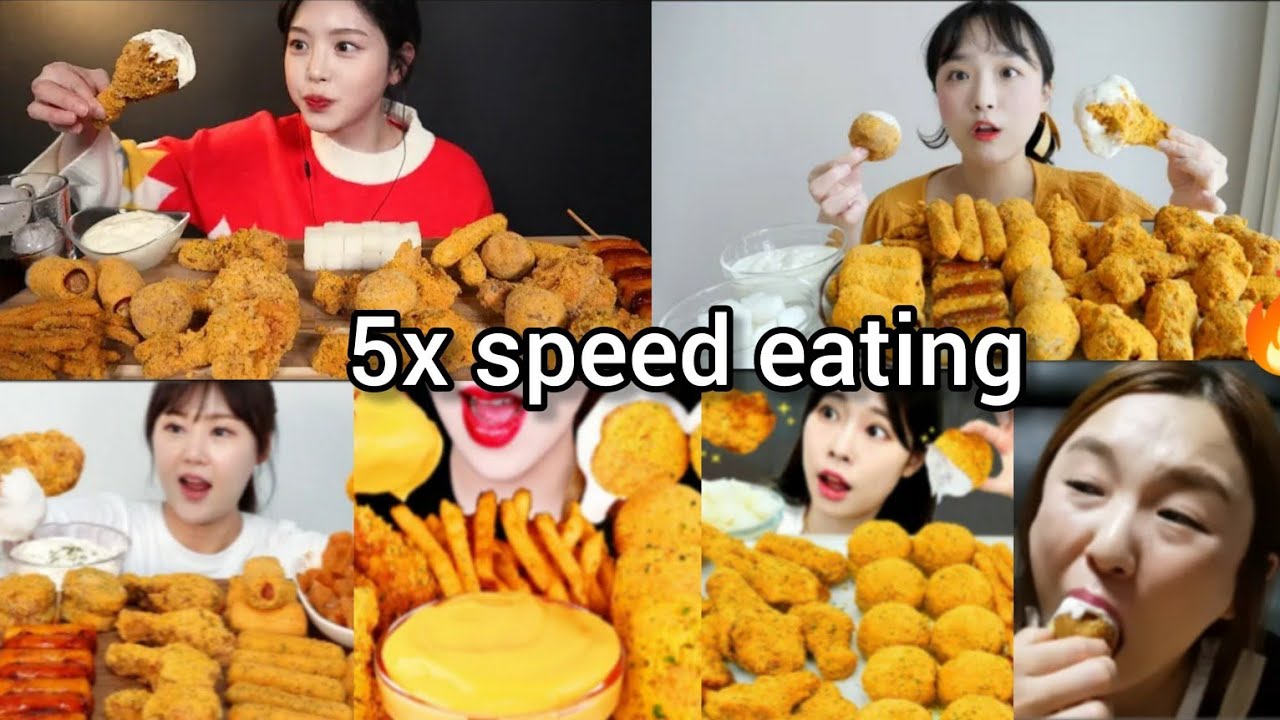 5x speed eating sound | BBURINKLE FRIED CHICKEN COMPILATION |ASMR ...