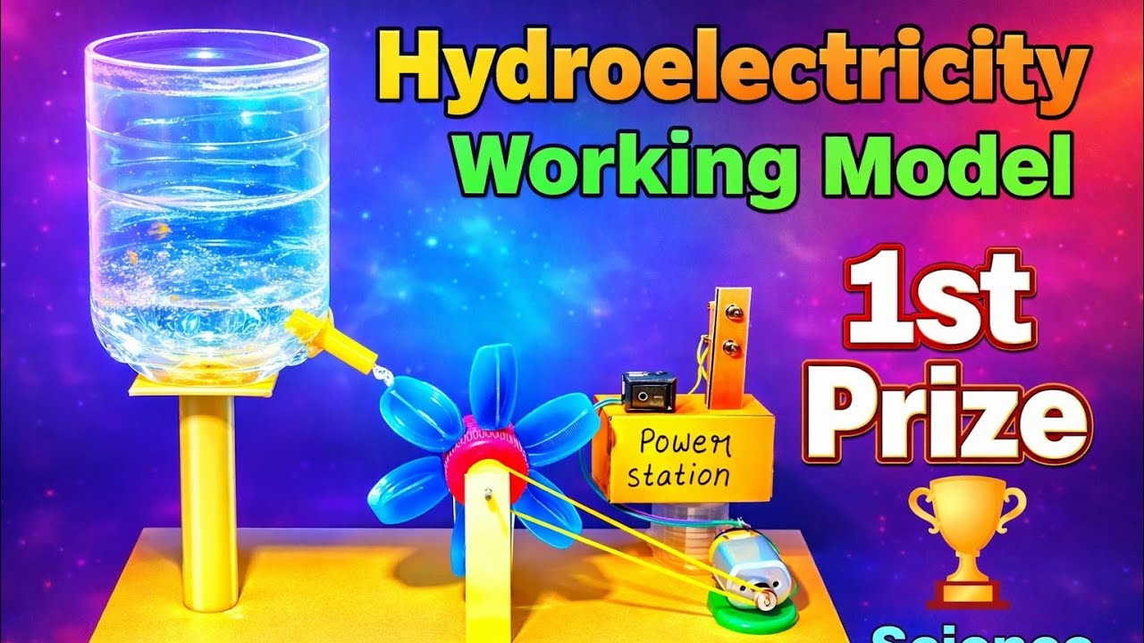 How to make hydro powerplant working model Hydroelectricity science ...