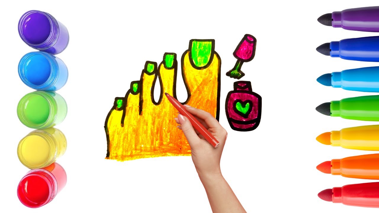 Easy Leg and Nail polish Drawing|How to Draw Cute Leg and Nail polish ...