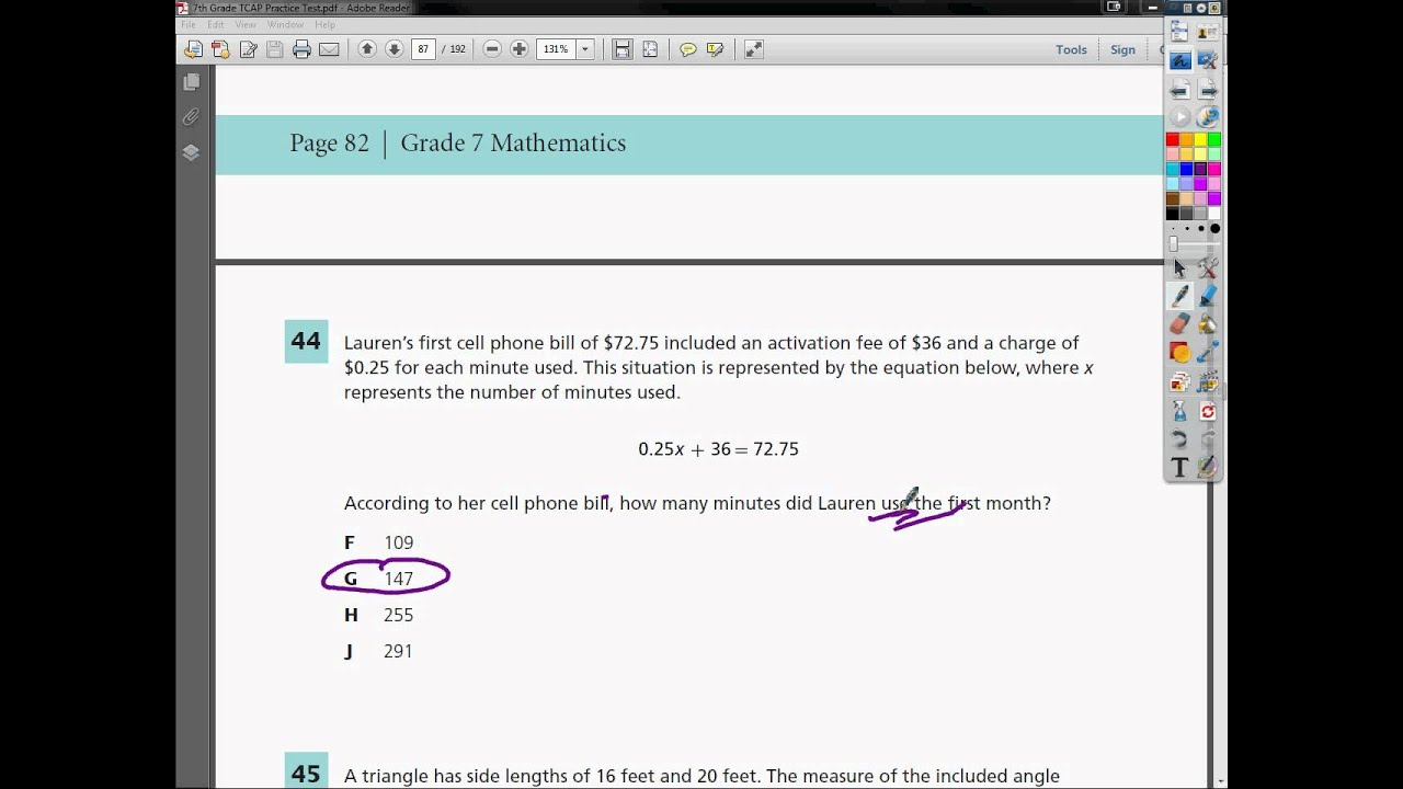 Question 44 7th Grade TCAP Math Practice Test YouTube Question 44 7th Grade TCAP Math Practice Test YouTube