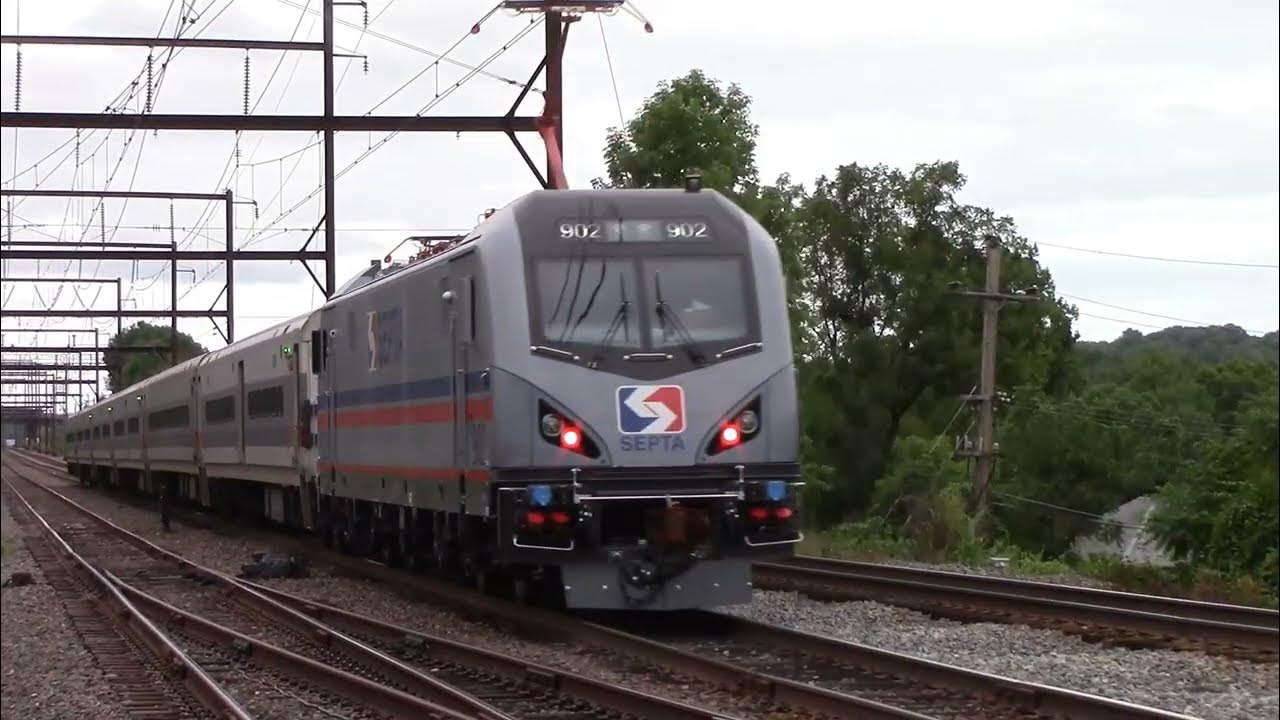 20180821 August 21 2018 SEPTA push pulls AEM-7 ACS-64 Woodbourne and Neshaminy Falls plus CSX ...