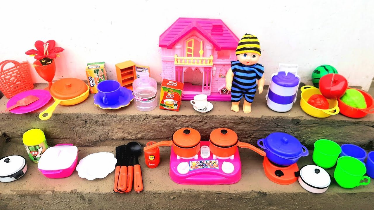 Unboxing Miniature Plastic Full Kitchen Set Collection | Toy Cooking ...