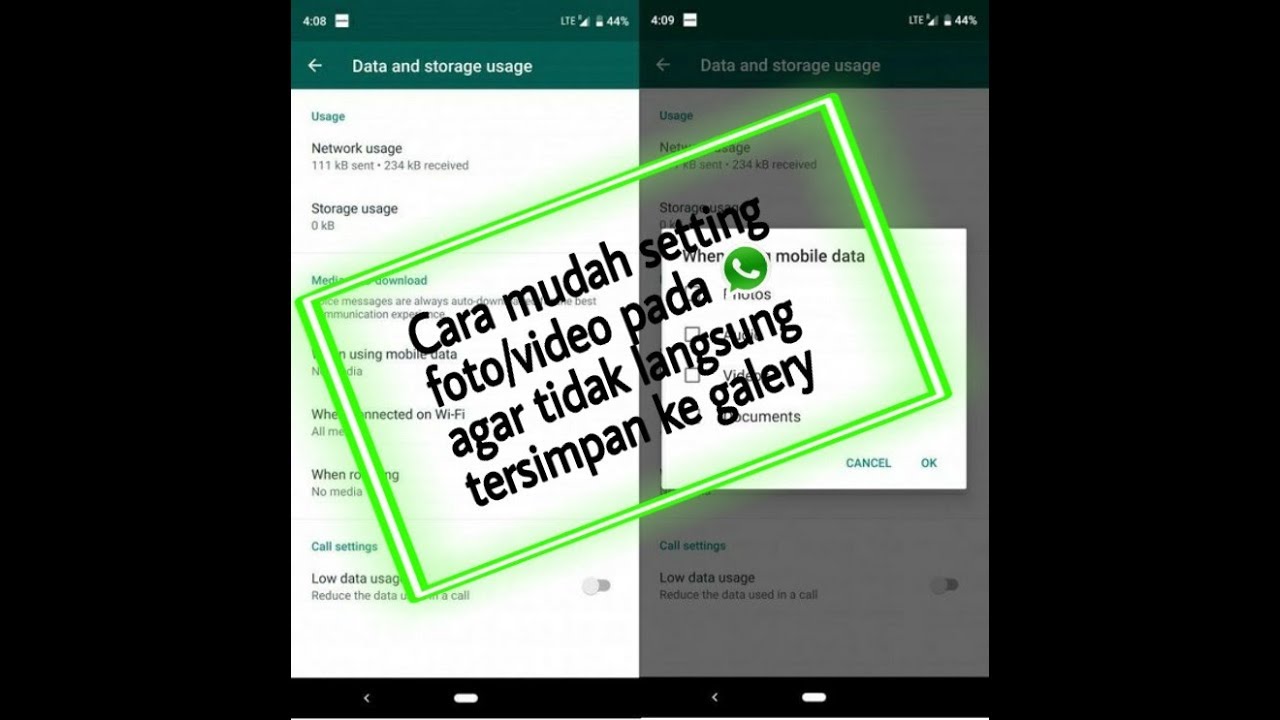 Cara mudah setting gambar di WhatsApp agar tidak masuk ke galery - YouTube