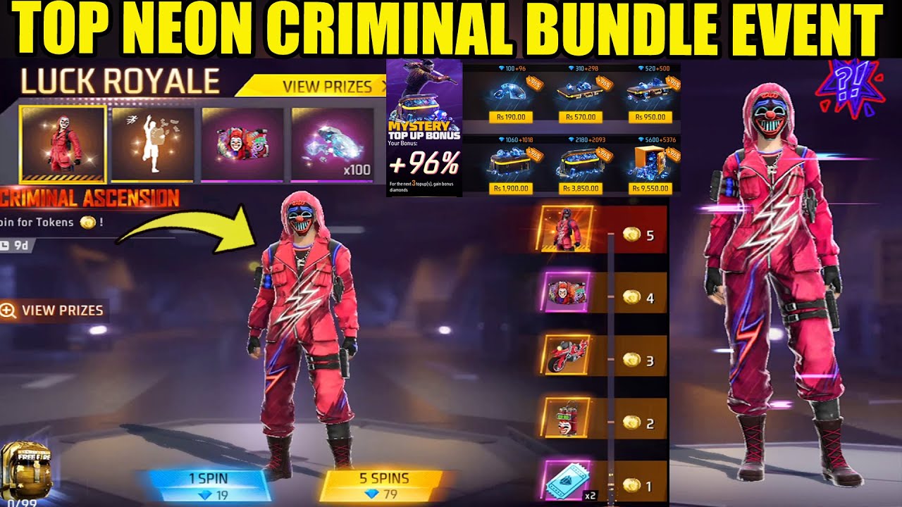 Top Neon Criminal Bundle Event In Free Fire l New Neon Criminal Bundle ...