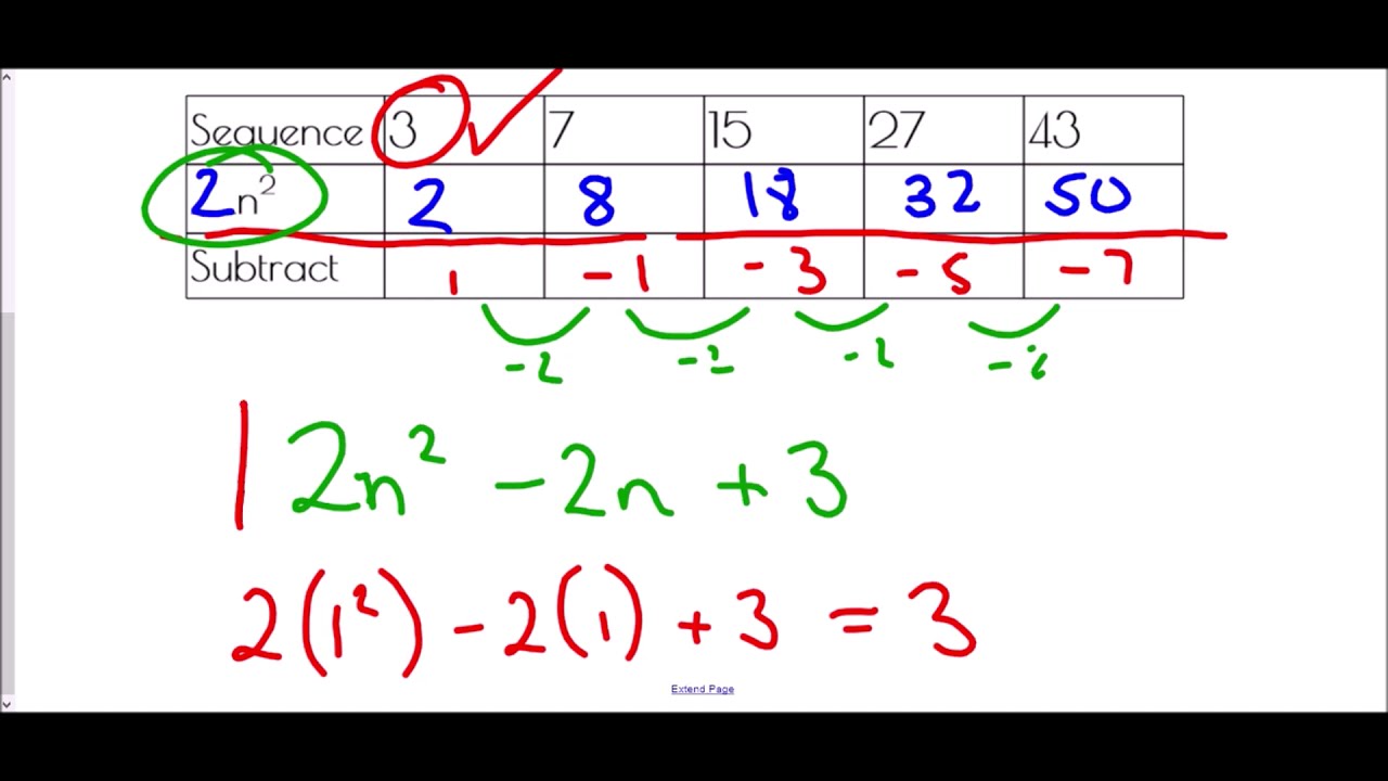 Quadratic nth Term - Mr Morley Maths - YouTube