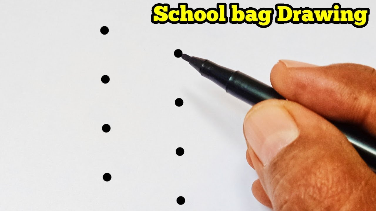 How to draw school bag from 8 Dots | Easy school bag drawing | Dots ...