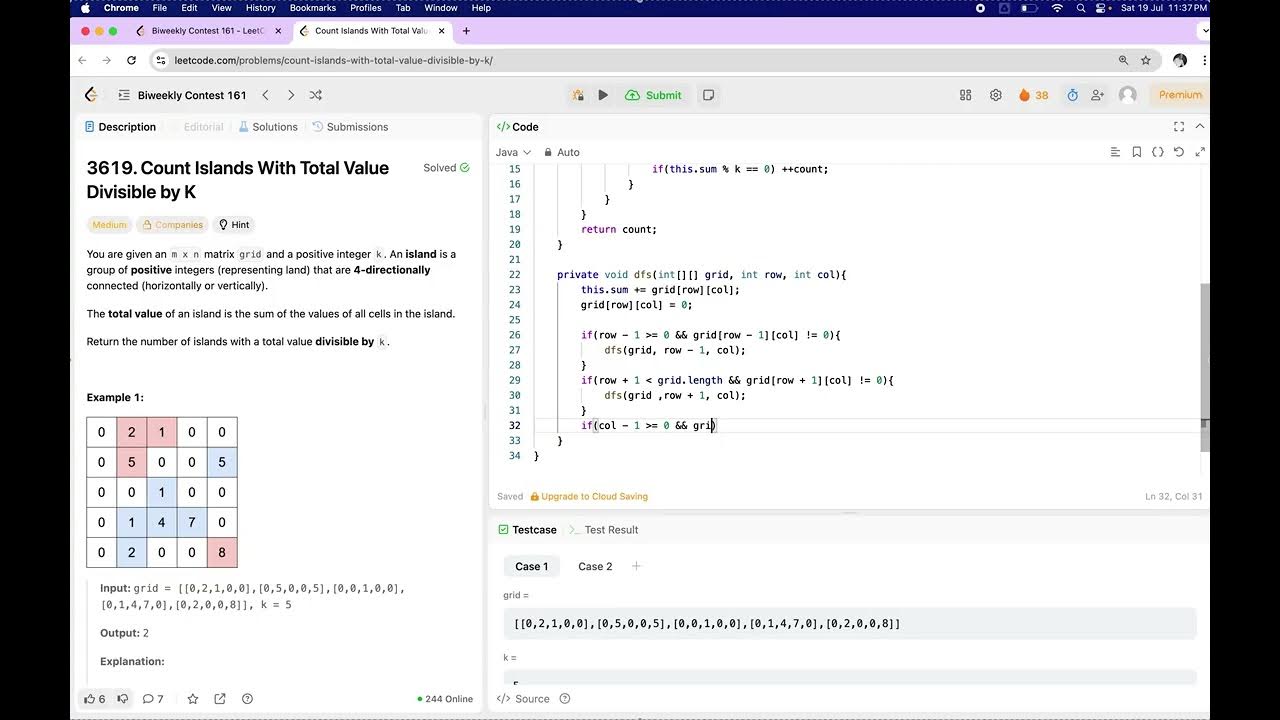 Biweekly Contest 161: 3619. Count Islands With Total Value Divisible by ...
