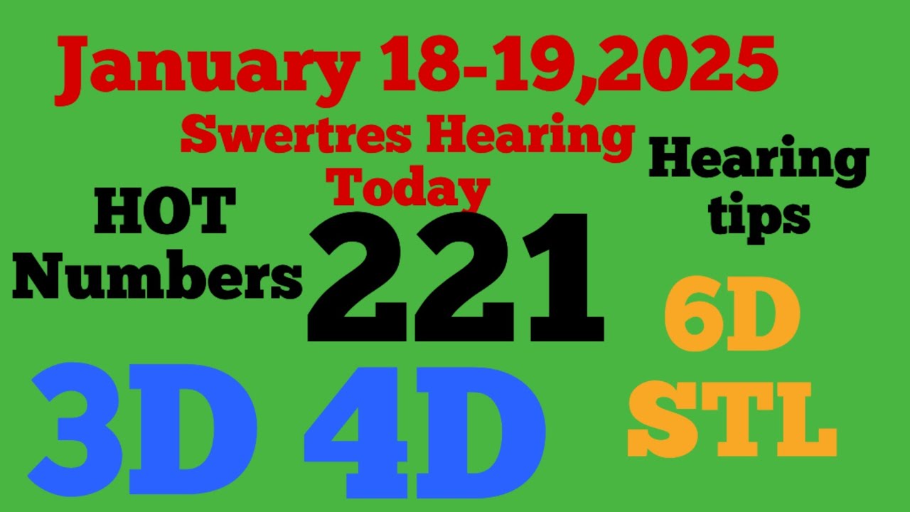Swertres Hearing Guide Tips 3D 4D 6D and STL January 18-19 ,2025 - YouTube