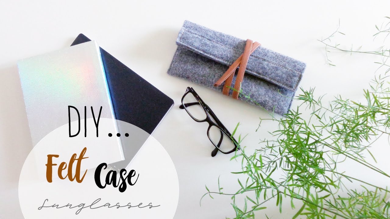 DIY FELT CASE SUNGLASSES PENCIL MINIMALIST WOOL GREY LEATHER HANDMADE ...