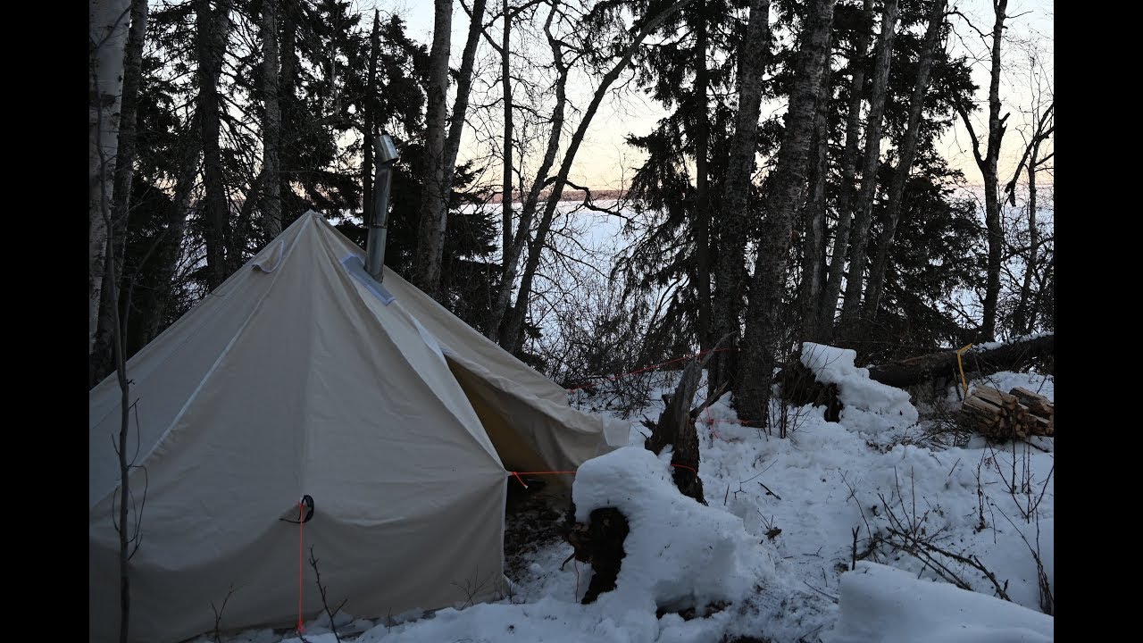 Winter Camping in Snow and Ice Fishing Trip - YouTube