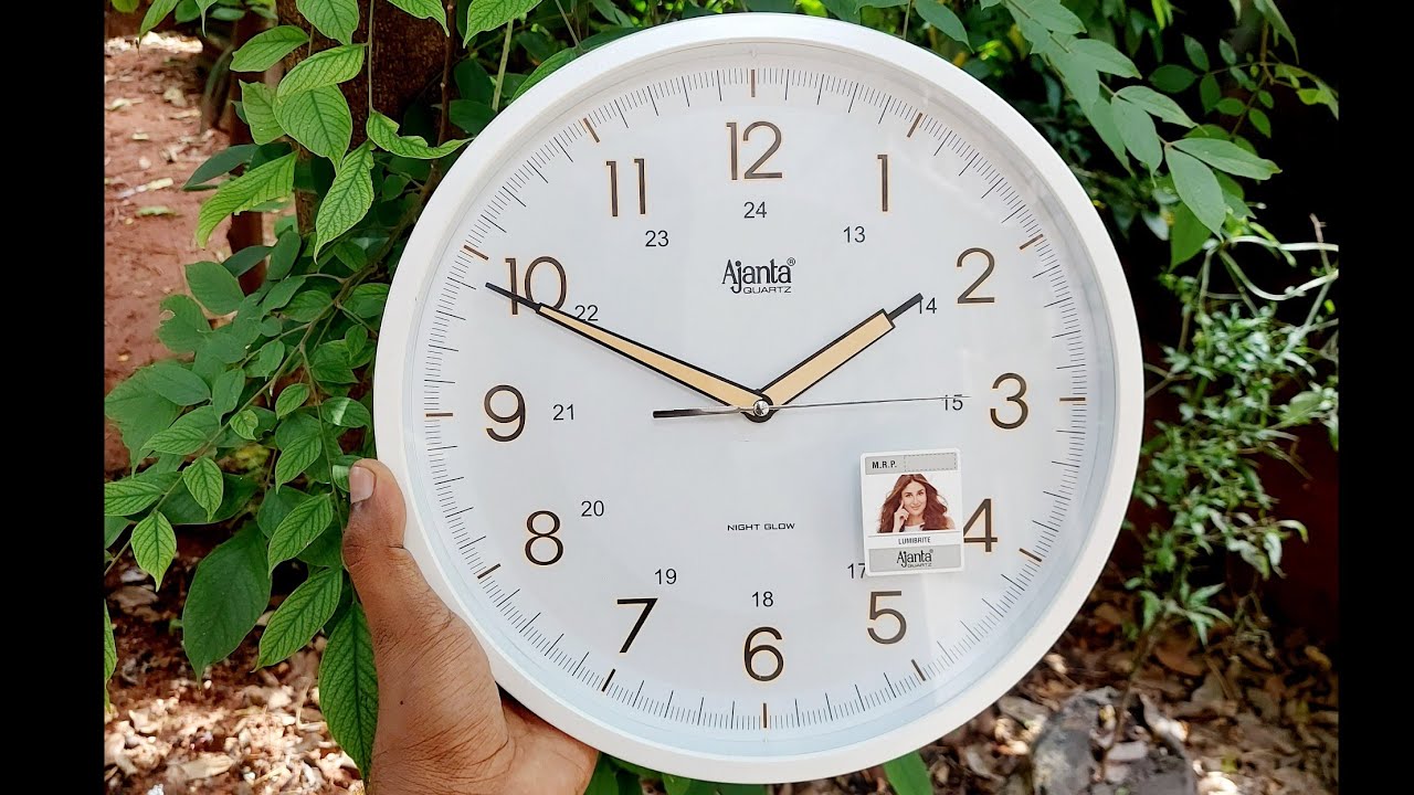 Ajanta Glow in the dark | Radium Silent wall clock (pearl white) Model ...