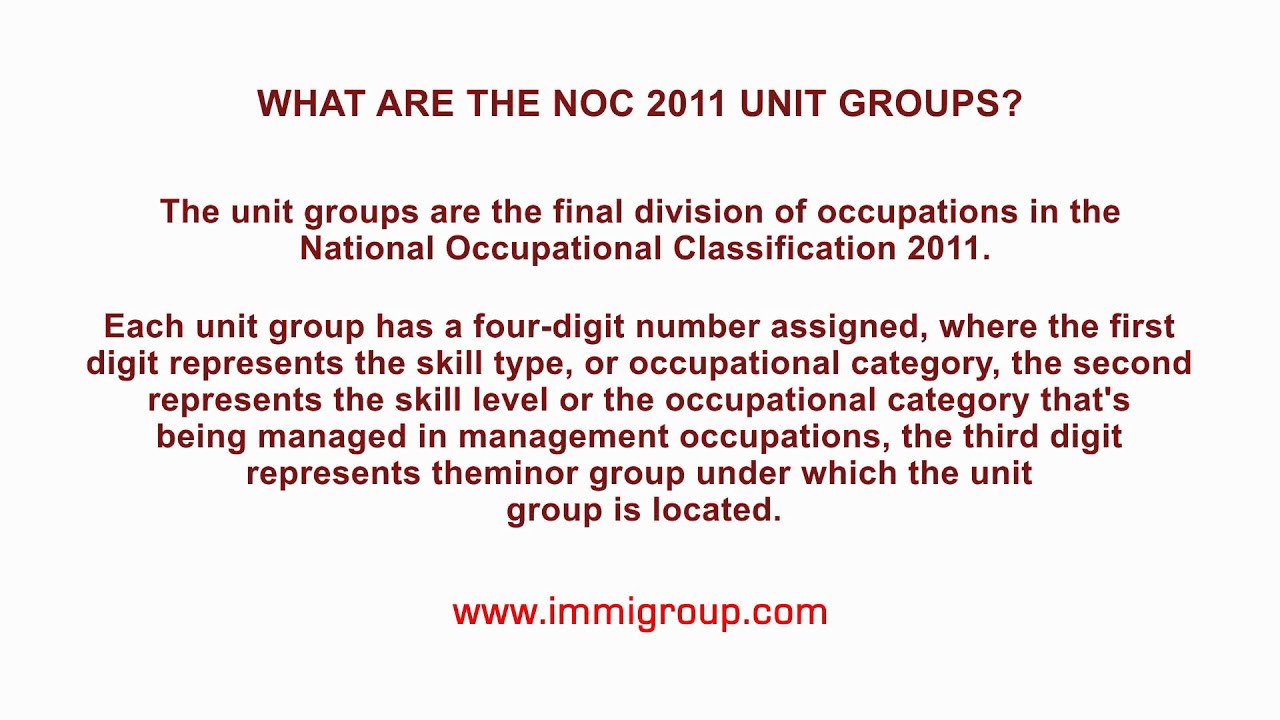 What are the NOC 2011 unit groups? - YouTube