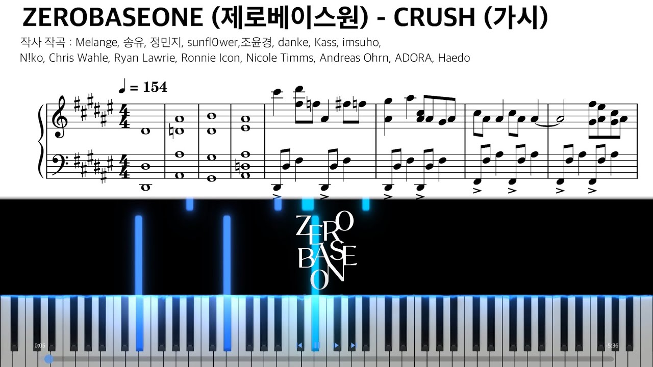Zerobaseone 제로베이스원 Crush 가시 피아노 커버 악보 Tutorial Youtube