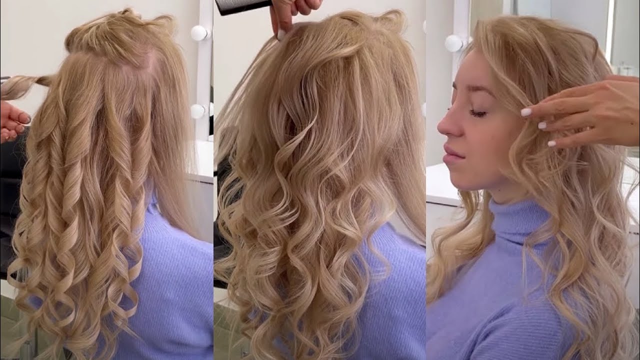 Beautiful natural curling iron curls. How to make curls? - YouTube