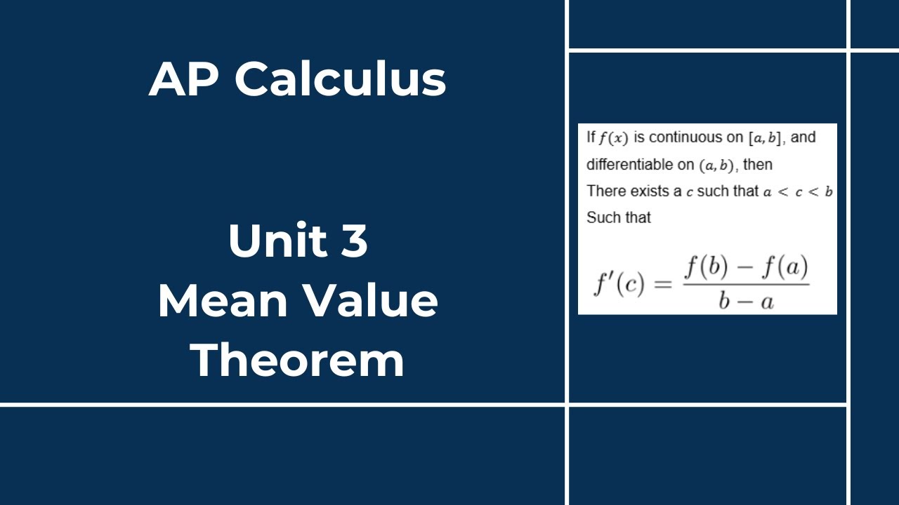 AP Calculus - Unit 3 - Lesson 6 - Mean Value Theorem - YouTube