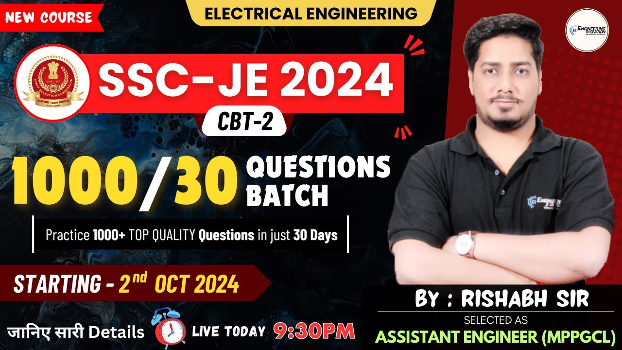 NEW QUESTIONS BATCH | SSC-JE MAINS 2024 | Multi-Exam Topper RISHABH SIR ...