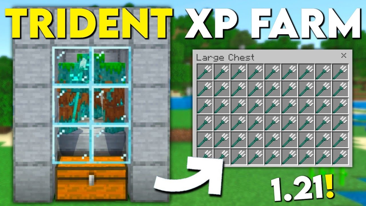 THE BEST 1.21 TRIDENT XP FARM In Minecraft Bedrock! - YouTube