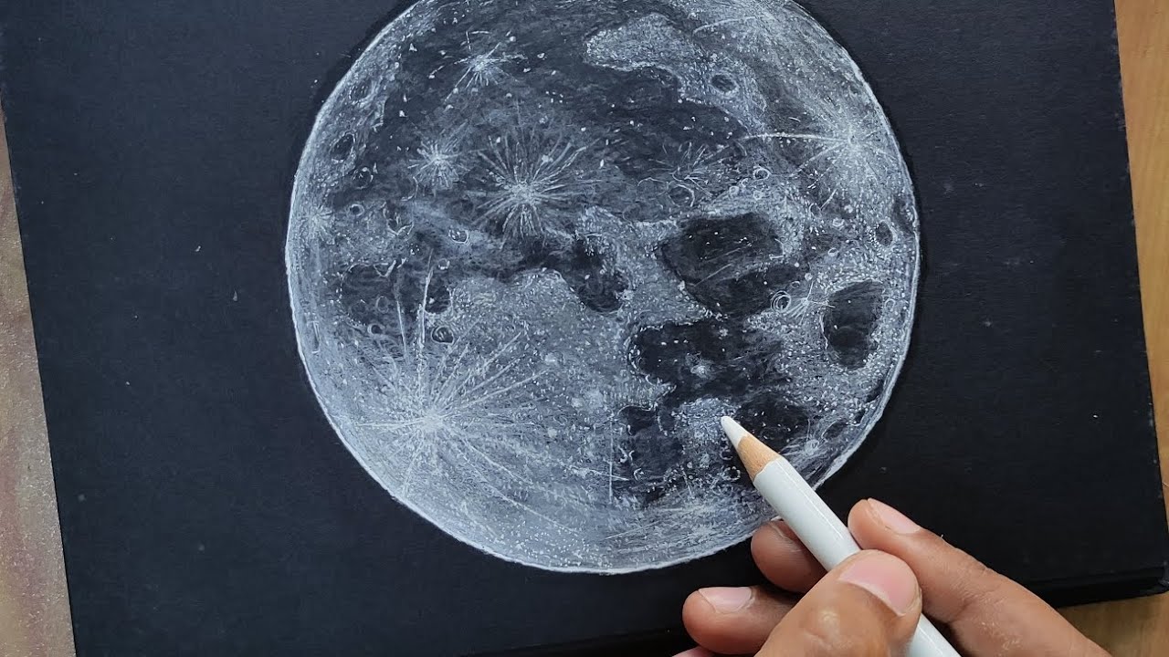 Realistic Moon Pencil Drawing The Moon Are Shining Like A Love