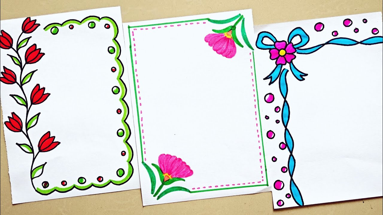 3 Easy design borders for project work|Simple project work border ...