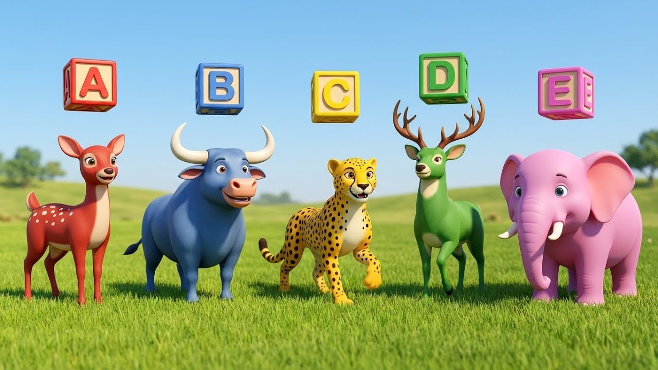 ABC Colorful Safari Animals Song | Alphabet & Color Learning Song For ...