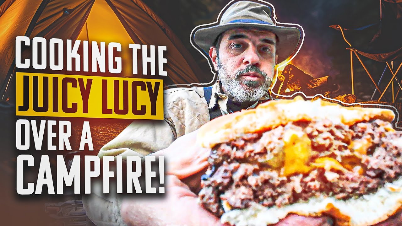 "Ultimate Campfire Cooking! Juicy Lucy Burger!" - YouTube