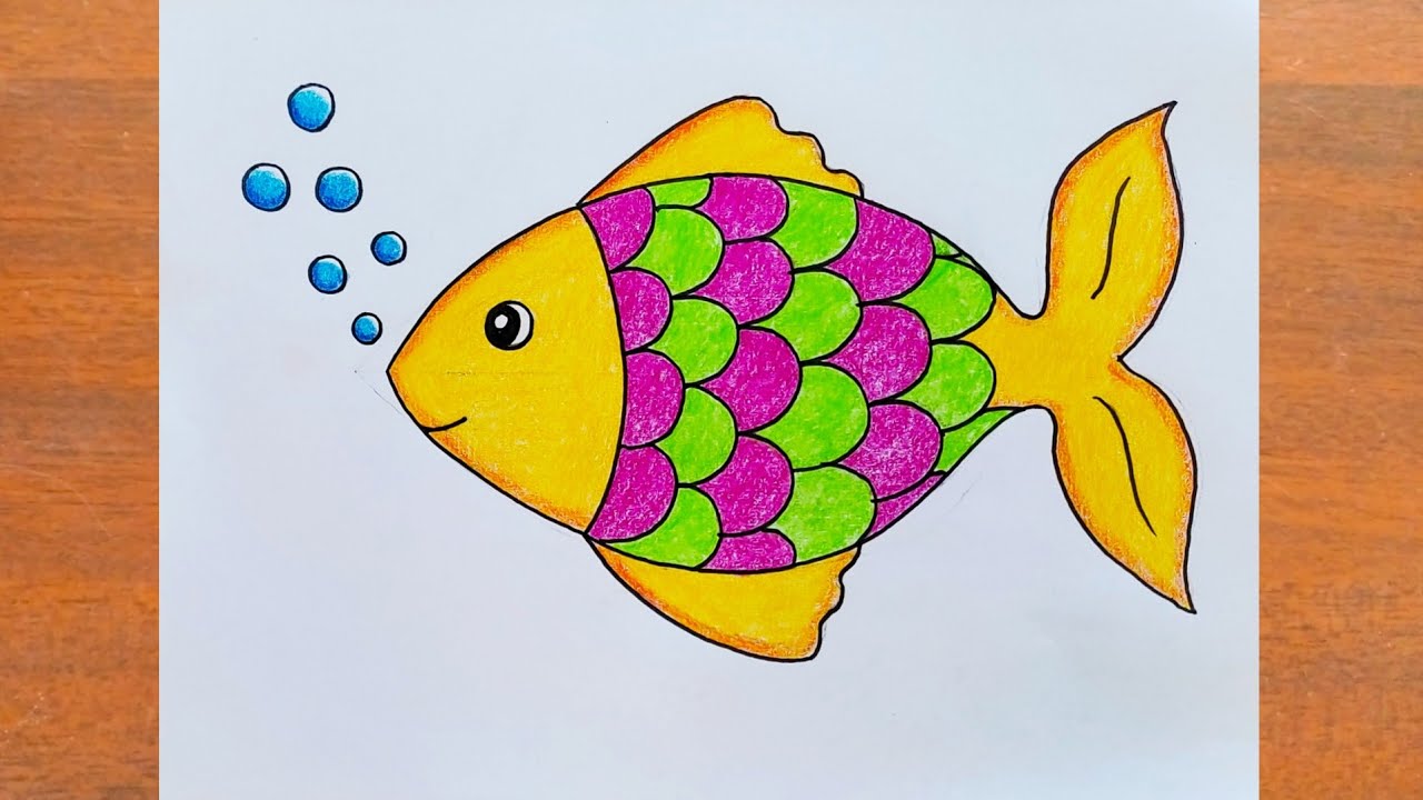 मछली का चित्र बनाना सीखें / How to Draw a Fish Easy Step By Step / Fish ...