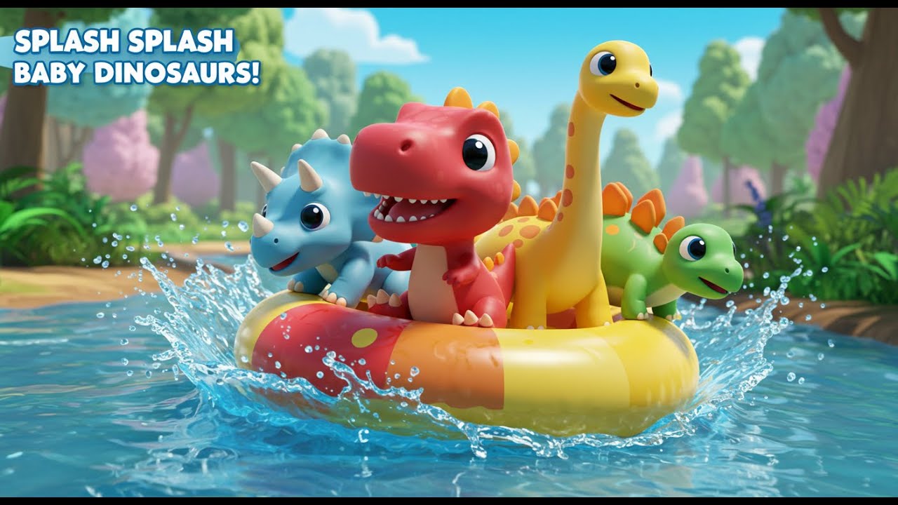 [Kids Song🎵] Splash Splash Baby Dinosaurs! - YouTube