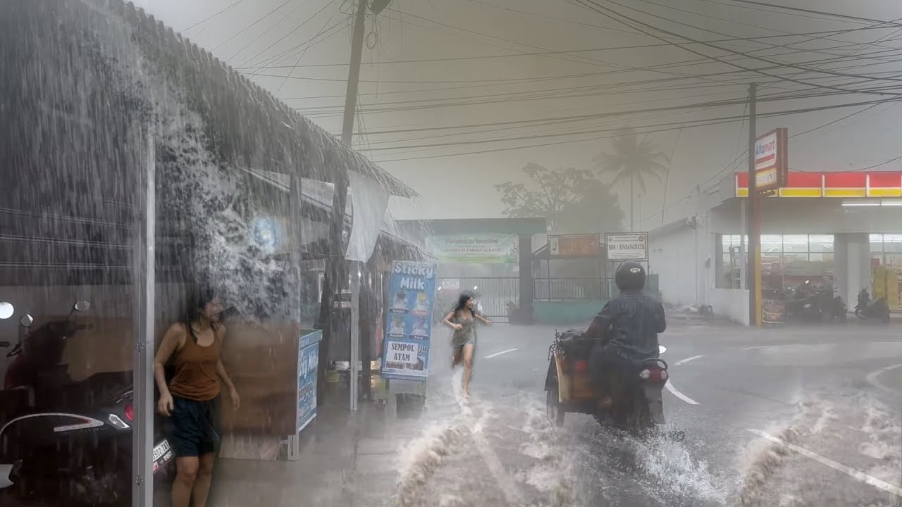 Super Heavy Rain EXTREME Storm Overflowing water causes almost flood ...