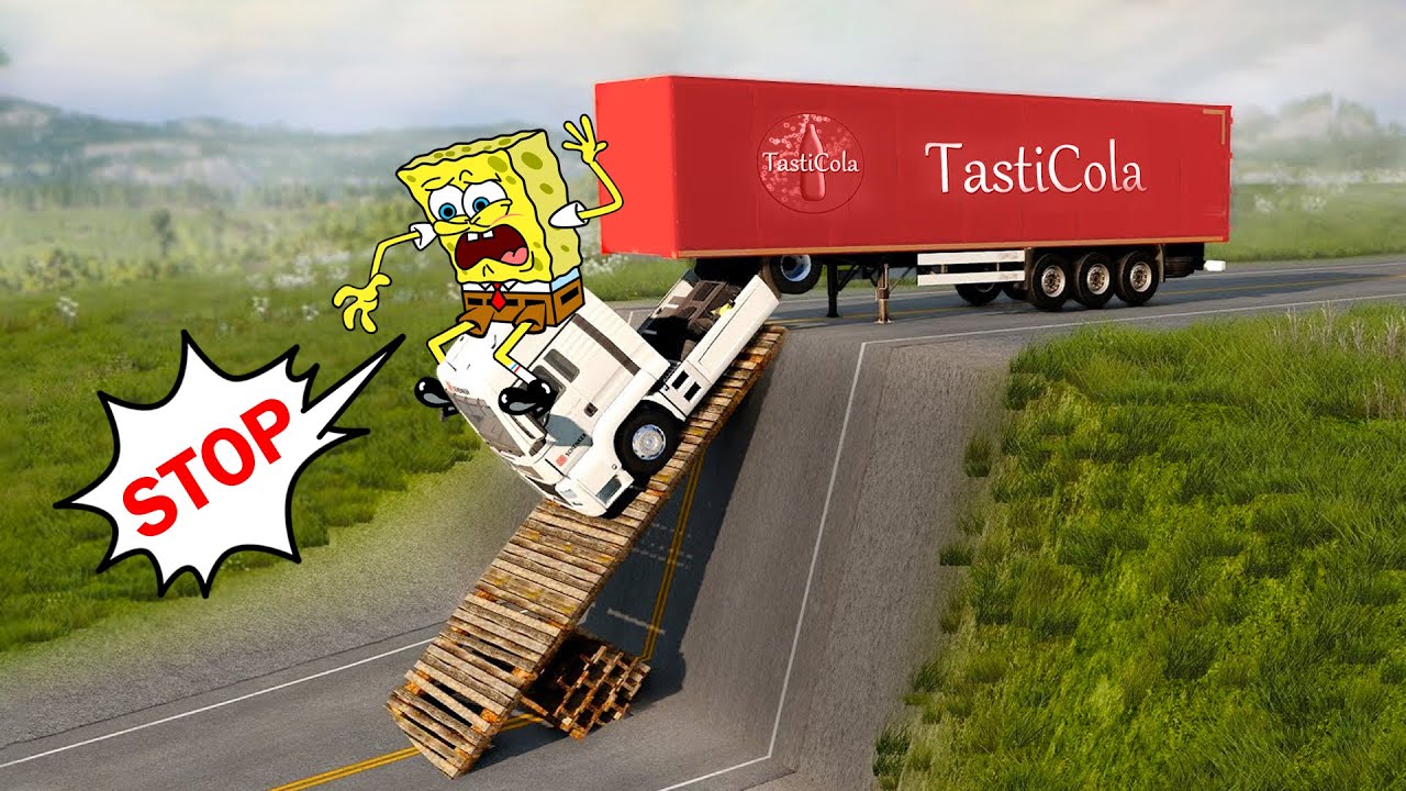 Spongebob Reaction: Epic Truck Chase and Crash | BeamNG Drive Car ...