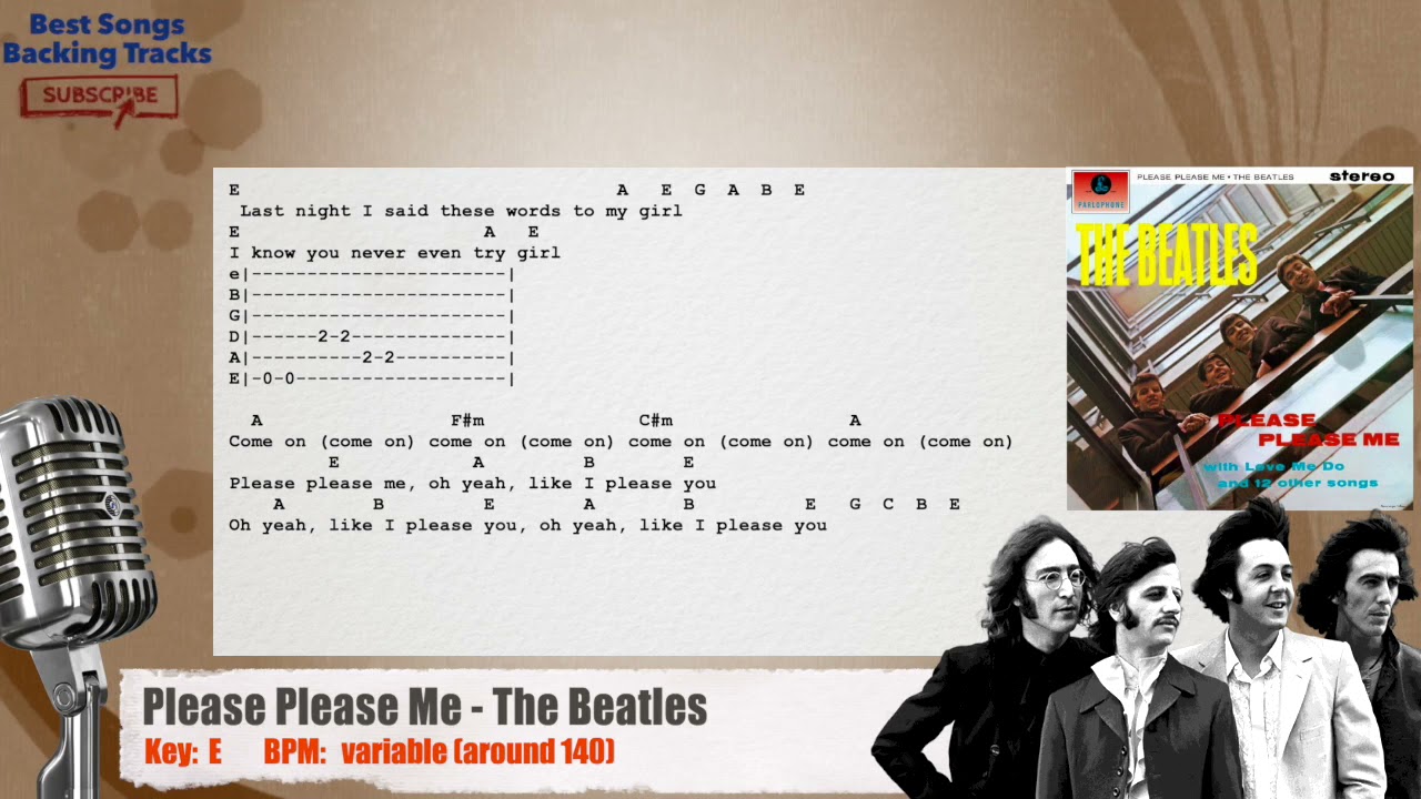 🎙 Please Please Me - The Beatles Vocal Backing Track with chords and ...