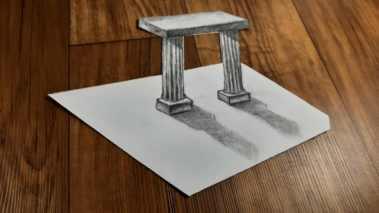 Greek Columns Drawing | 3D Pencil Drawing | 3D Drawing kyase kare - YouTube