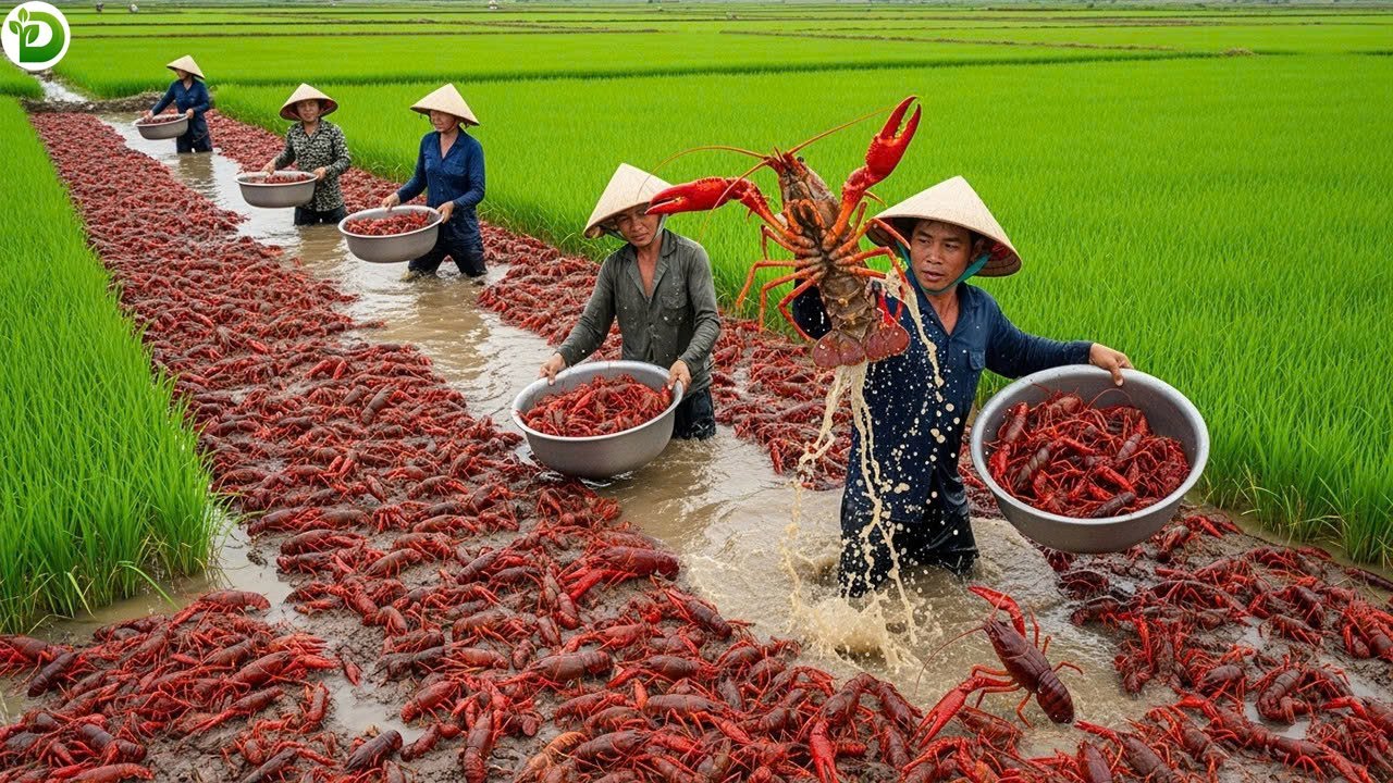 Farm Combining Crayfish Farming in Rice Fields Doubles Productivity ...