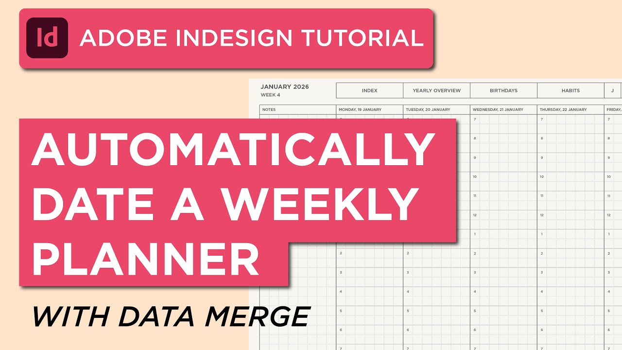 Date a Weekly Planner Automatically in Adobe InDesign - YouTube
