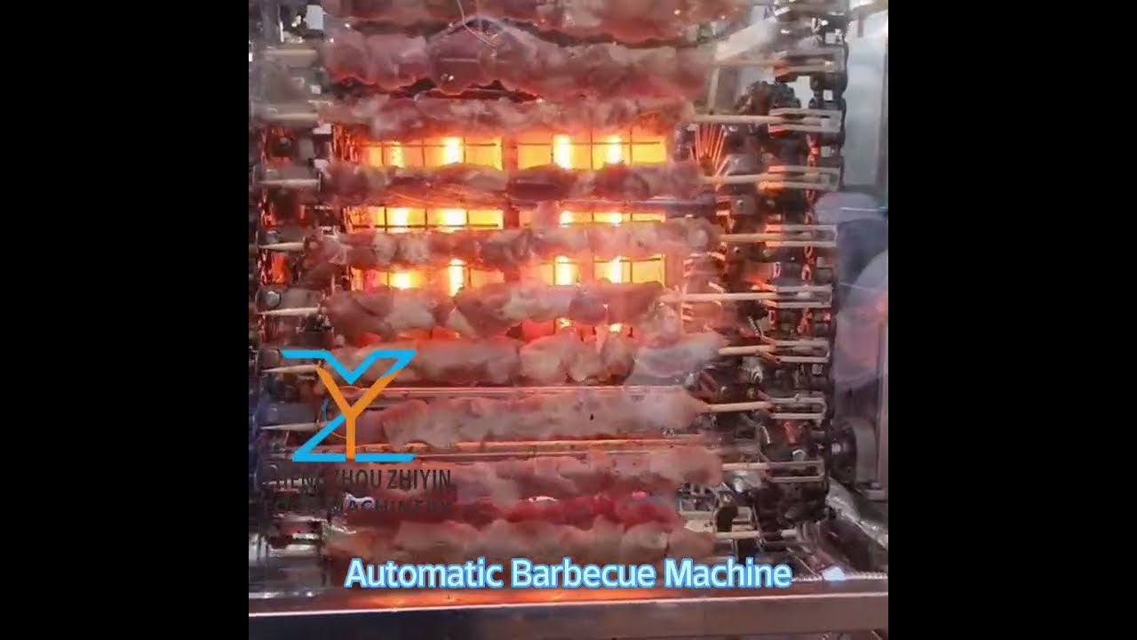 Food Machine-BBQ Machine.automatic meat skewer barbecue equipment - YouTube