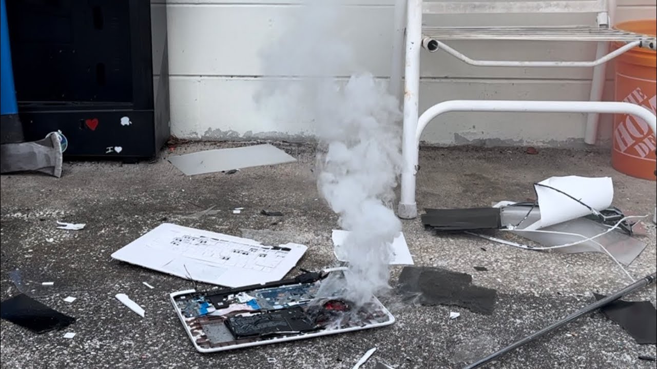 HP Chromebook Thrown Off Roof + Destruction & Battery Explosion - YouTube