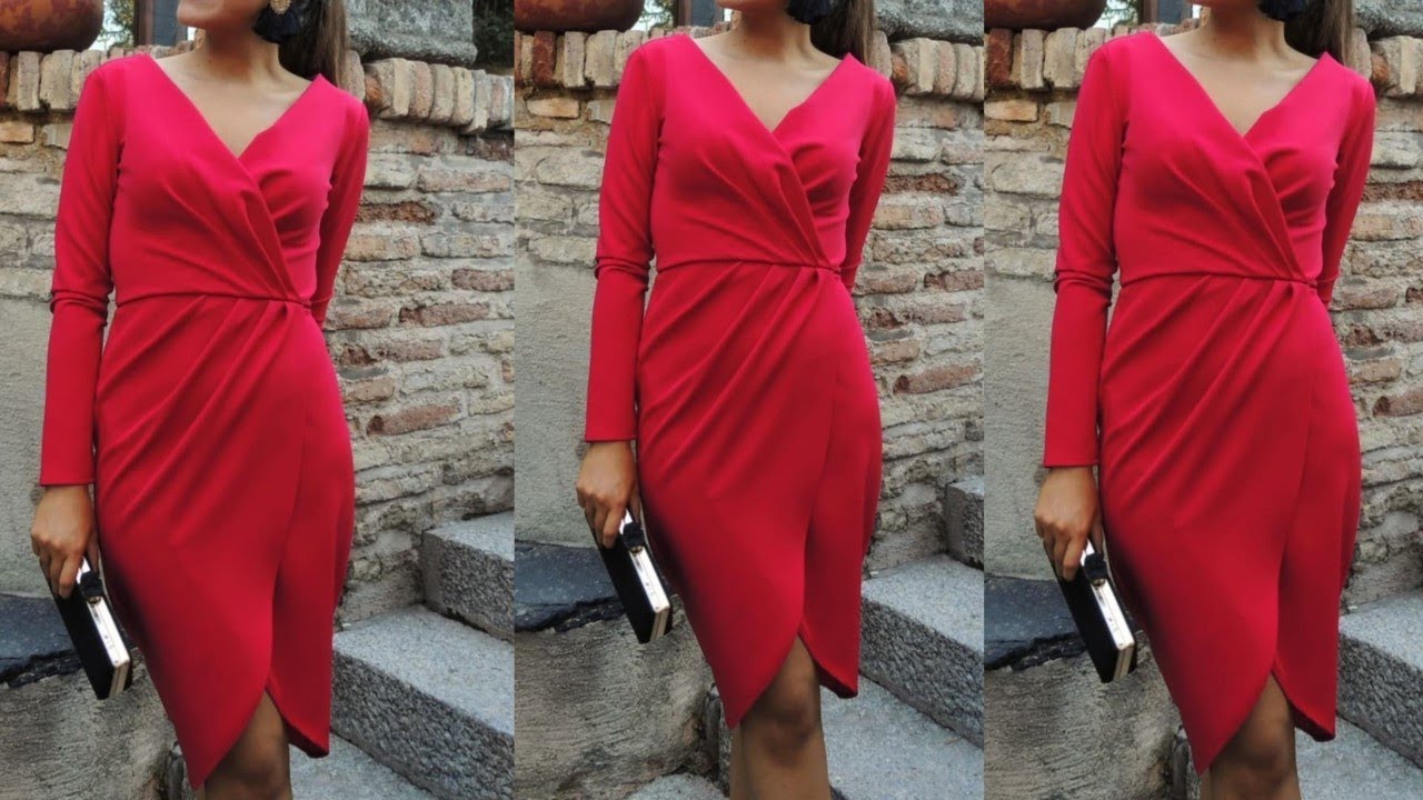 ️ DIY Como fazer Vestido Drapeado e Transpassado_Costura passo a passo ...