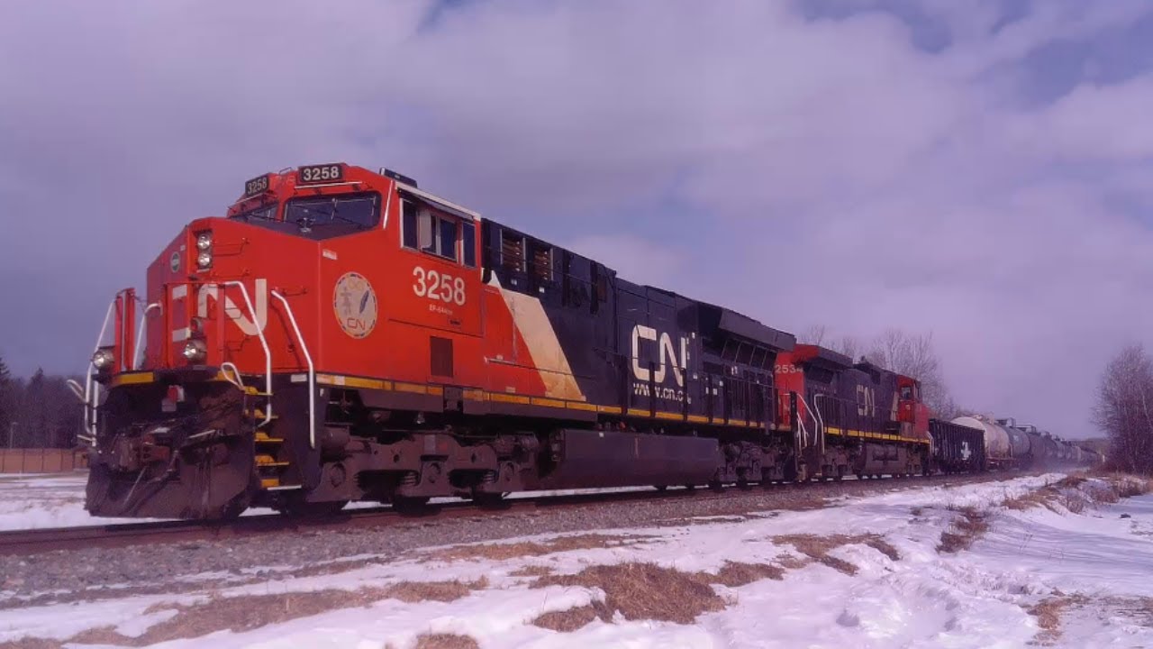 Friendly Horn Action! Short Freight Train CN 594 West Passing thru ...
