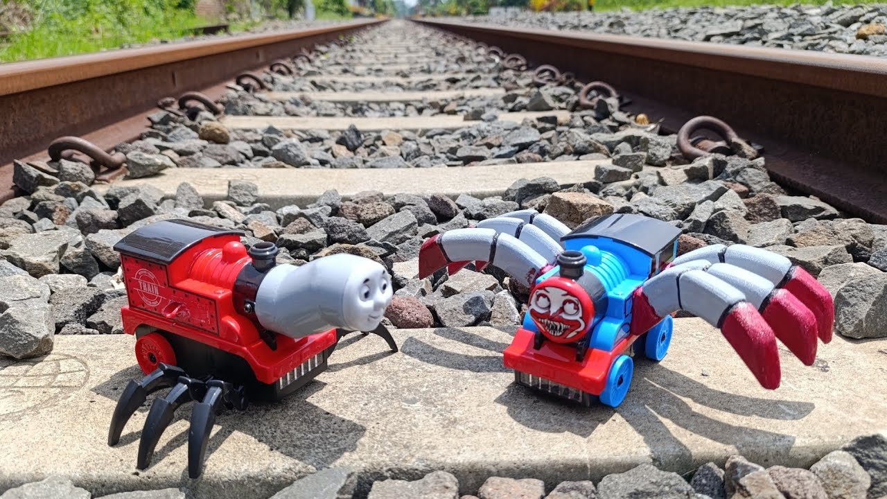 merakit kereta thomas laba laba, thomas exe, thomas hantu, di rel ...