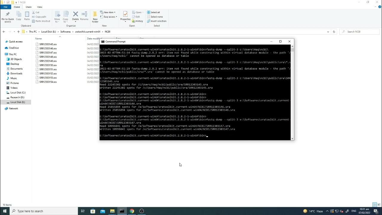 Converting Sra Into Fastq File Sra Tool Kit Step 2 Youtube