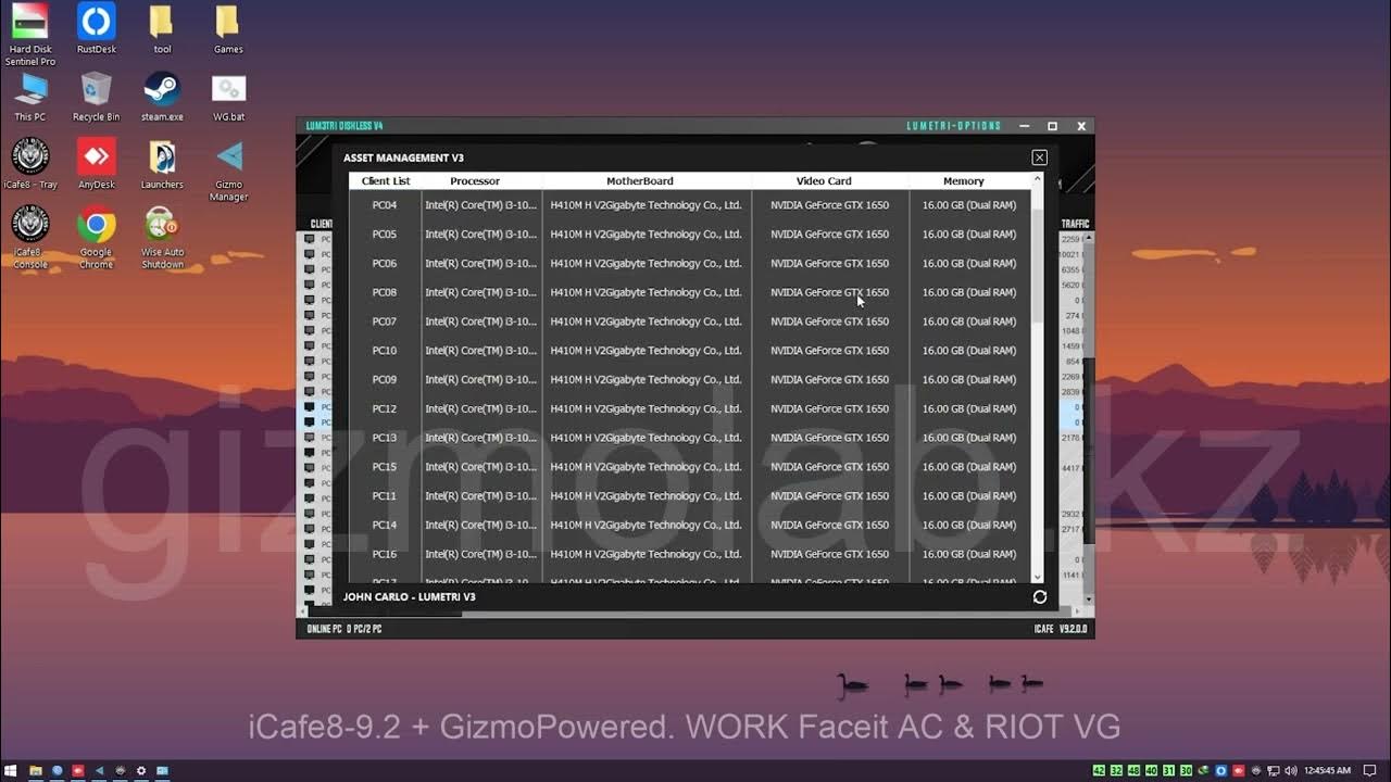 Diskless Server 45pc, iCafe8-9.2 + Gizmo - YouTube