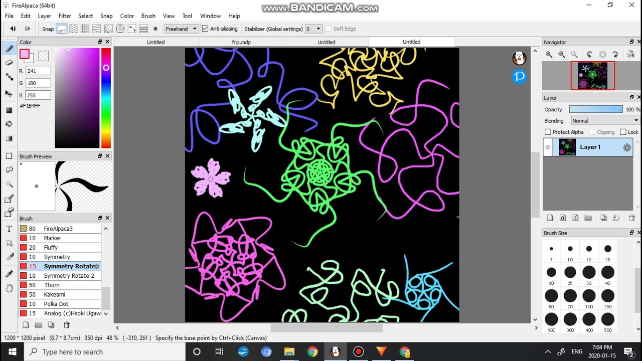Drawing in FireAlpaca with the Symmetry Rotate - YouTube